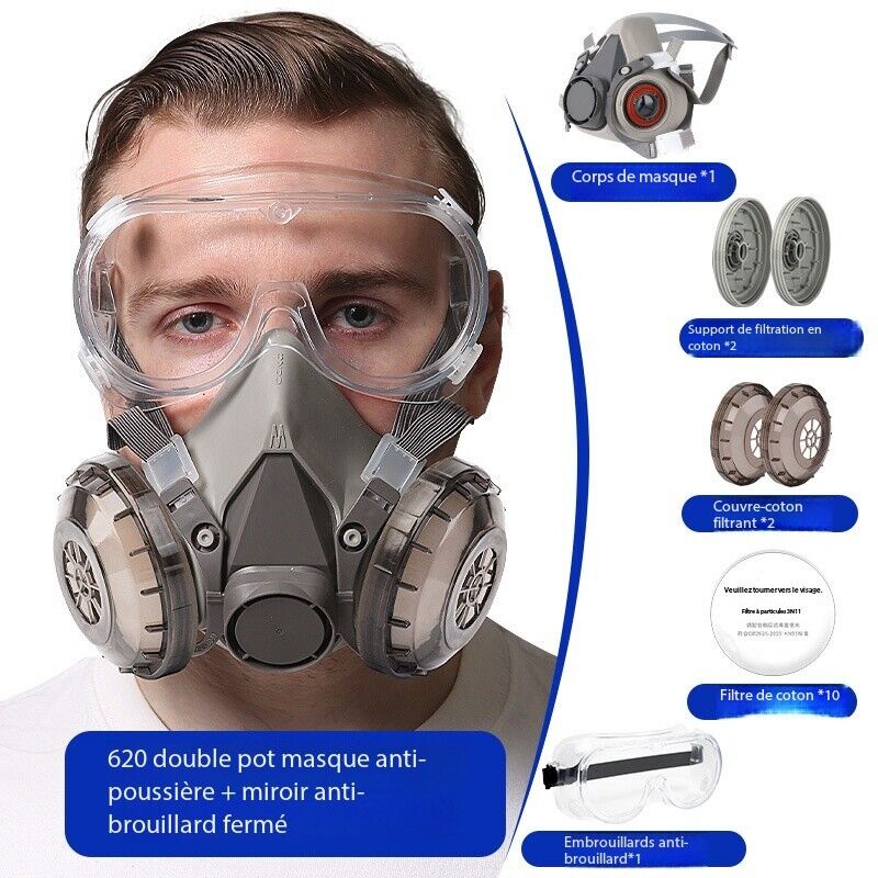 Masque Protection Industrielle Poussières Ponçage Charbon Construction ...