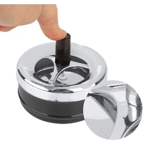 Round Push Down Ashtray Metal Ashtray Cover Windproof Ashtray with ...
