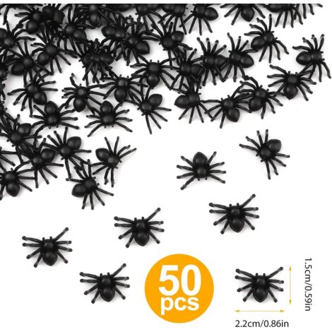 50pcs Décoration d'Halloween d'Araignée Réaliste, Mini Araignée en ...