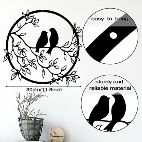 Enowelir Décoration Murale Métal Oiseau sur Branche Tableau Déco ...