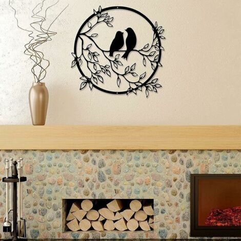 Enowelir Décoration Murale Métal Oiseau sur Branche Tableau Déco ...