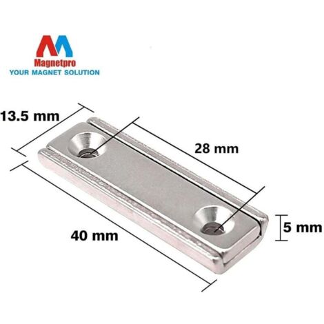8 aimants rectangulaires 20 KG force 40 x 13,5 x 5 mm, avec contre ...