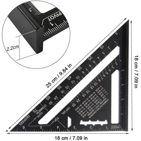 Equerre Menuisier MULTI FONCTIONS 180 mm Metal Aluminium Regle Équerre ...