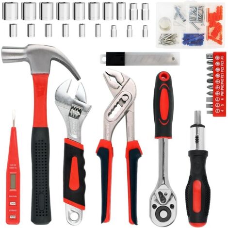 Ensemble d'outils à main 120 pièces avec boîte à outils en plastique