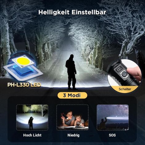 Lampe Torche LED Ultra Puissante, 500000 Lumen Lampe de Poche ...