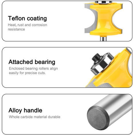 5Pcs 8mm Tige Bullnose avec colonne Perle visage/Moulure Router Bit ...