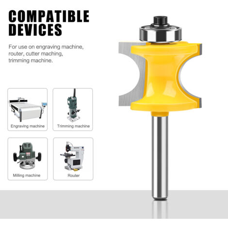 5Pcs 8mm Tige Bullnose avec colonne Perle visage/Moulure Router Bit ...