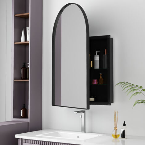 Armoire Miroir Arquée avec Pharmacie et Cadre Métal, Étagères Réglables ...