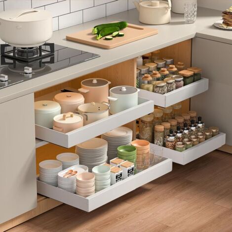 Cajón de cocina telescópico extensible: Organizador de gabinete con ...