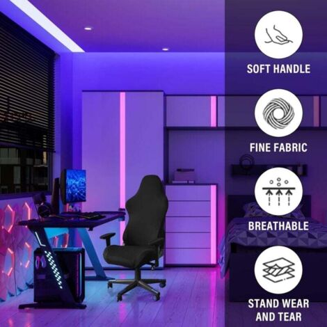 Funda para silla gamer, funda para silla de oficina, negra, elástica ...