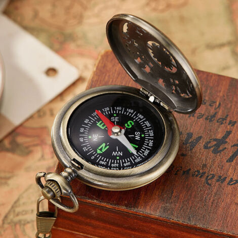 Brújula clásica, reloj de bolsillo portátil vintage retro dorado ...