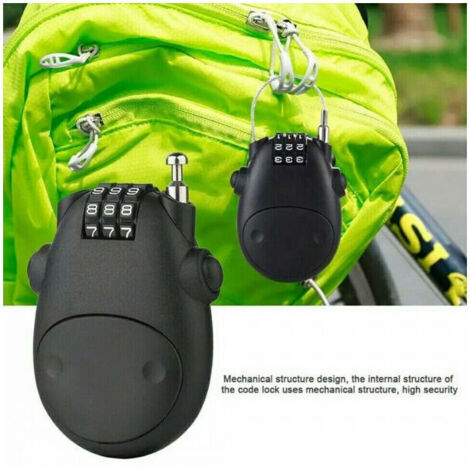 Nuevo candado antirrobo para casco de bicicleta con cable de acero retráctil y combinación