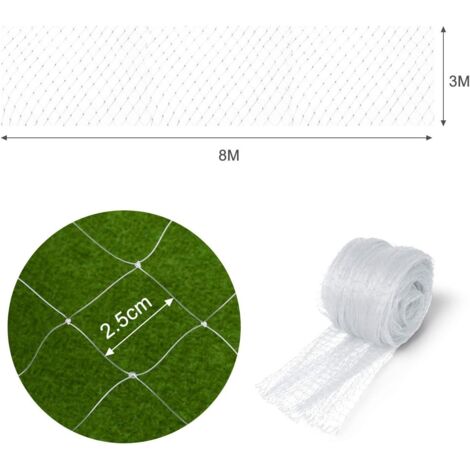 8M x 3M Filets de Jardin Anti-Oiseaux Maille de 2,5cm- Filet de ...
