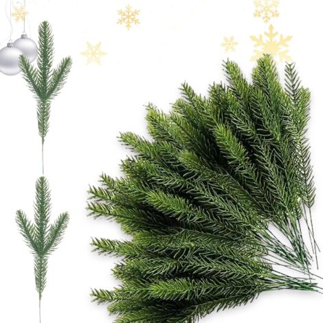 50 Pièces Branche de Sapin Artificiel Deco Fausse Branches Sapin DIY ...