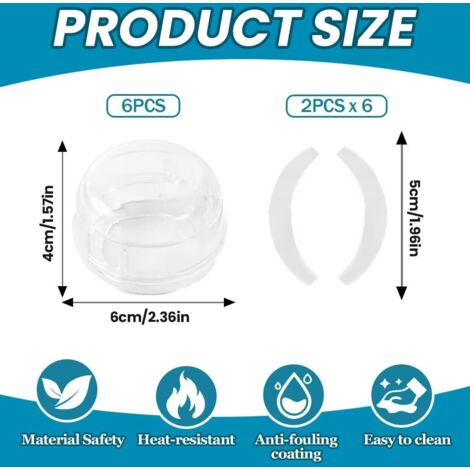 6 Cache-Boutons de Cuisinière pour Sécurité Bébé, Couverture de Bouton ...