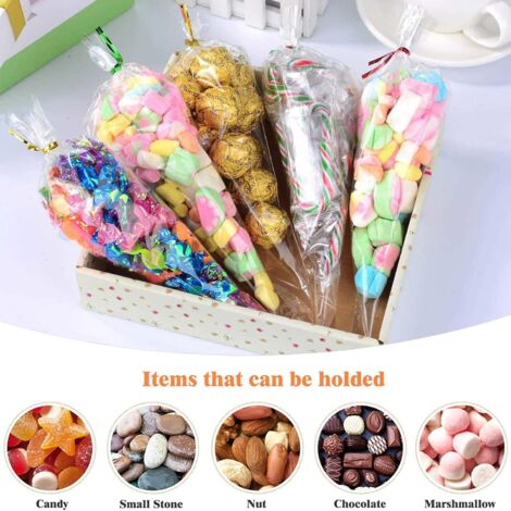 Lot de 100 sachets à bonbons transparents - 25 x 13 cm - Avec 100 ...