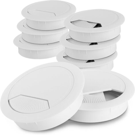 Passe Câbles Bureau Blanc – Lot de 8 Passe Cable 60mm Ø – Passage de ...