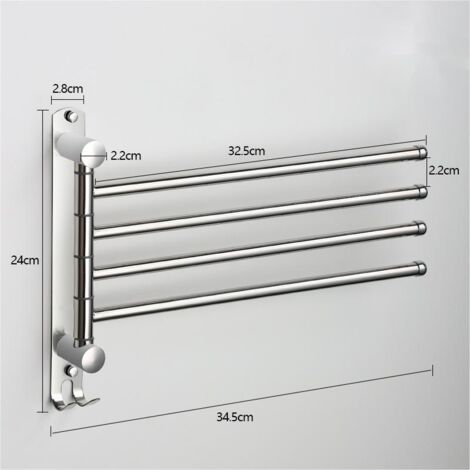 Porte-serviettes pivotant à 4 bras en acier inoxydable SUS304, support ...