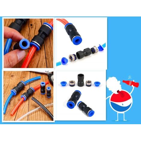 Lot de 50 raccords pneumatiques droits, raccords rapides à emboîter ...