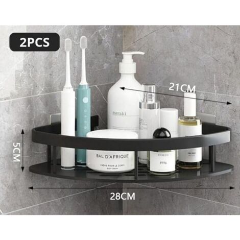 2 Etagere Angle Douche Noirs, Etagere Douche Sans Percage, Support Gel ...