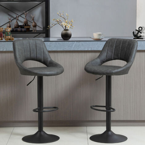 Chaise de bar pivotante lot de 2 tabourets réglables design noir ...