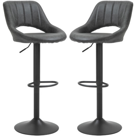 Chaise de bar pivotante lot de 2 tabourets réglables design noir ...