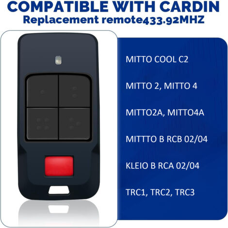 2 transmisores de garaje compatibles con BFT MITTO COOL C4 433 MHz ...
