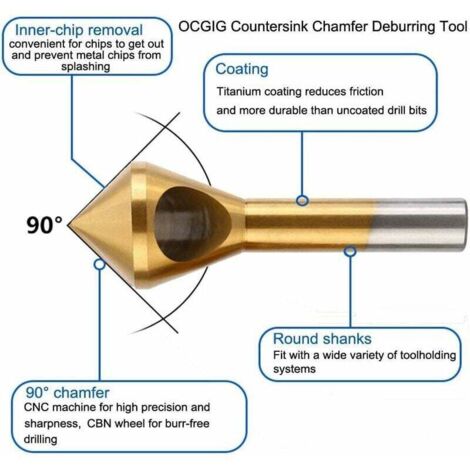 CHOYCLIT 4 Stück HSS-Senkbohrer zum Entgraten und Anfasen von Holz und ...