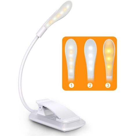 Leselampe, wiederaufladbare LED-Leselampe, 360° flexibler Hals, 3 Farbtemperaturen, 3 ...