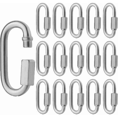 LaBlanc – 16 Stück Edelstahl-Schnellverschluss-Karabiner M5, 304 D-Form ...