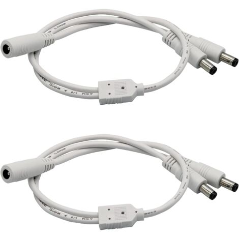 Packung mit 2 Stromverteilerkabeln 5,5 x 2,1 mm, 1 Buchse auf 2 Stecker ...