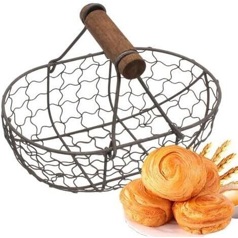 Eierkorb aus Draht – Rustikaler Eiersammelkorb, Picknickkorb aus Draht ...