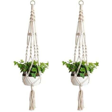 LaBlanc - 2 pezzi Appendi piante in macramè, Cesto in corda di cotone ...