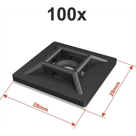 100 pezzi di supporti adesivi per fascette, 28 mm x 28 mm, neri ...