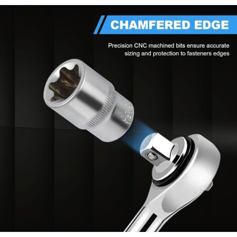 Coffret Douille Torx Femelle 1/4" 3/8" 1/2", Douille de Profilés E Torx E4, E5, E6, E7, E8, E10 ...