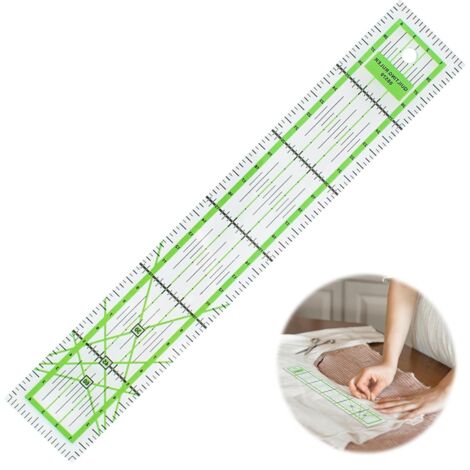 Regla de patchwork de 30 x 5 cm, regla de medición acrílica, regla de costura multifunción ...