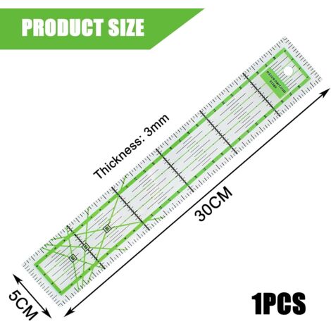 Regla de patchwork de 30 x 5 cm, regla de medición acrílica, regla de costura multifunción ...