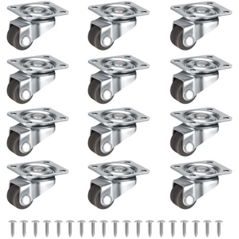 12 ruedas pequeñas de goma de 12 mm para muebles, ruedas fijas pequeñas ...