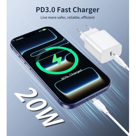 Cargador USB C de 20 W, adaptador de corriente diseñado para Apple ...