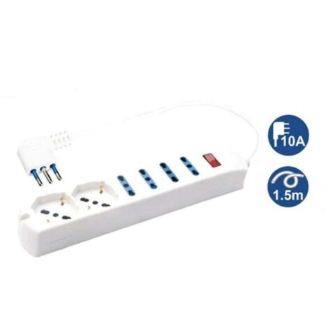 YMYNY - Steckdosenleiste 2 Universalsteckdosen + 4 Zweiwegestecker 10 ...