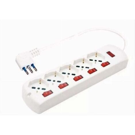 YMYNY - Regleta universal Schuko de 5 tomas + 5 interruptores, enchufe 10A, cable 1,5m 80705