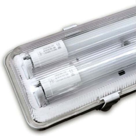 Plafón estanco YMYNY completo con 2 tubos neón LED de 150 cm para techo ...