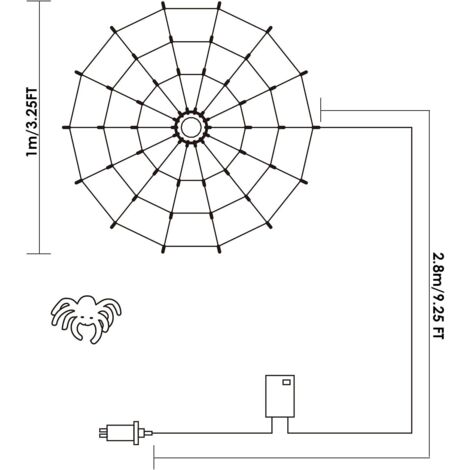 Halloween-Dekorationen, Spinnennetz-Licht, 1 m Durchmesser, 70 ...