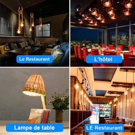 Vtizikl Lot de 4 Ampoules LED Edison Vintage G95 E27, 6W, Blanc Chaud 2200K, Ampoule Rétro à ...