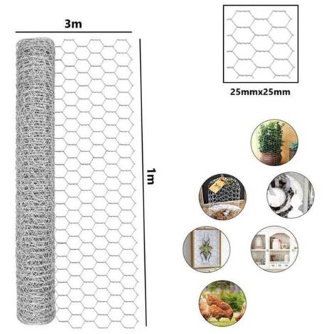 Vtizikl Set 3pz Rete Metallica Zincata Maglia Esagonale 1x3mt ...