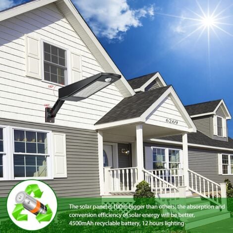 Vtizikl Lampe Solaire Exterieur 48 LED 3000lm, IP65 étanche lumiere projecteur solaire exterieur ...