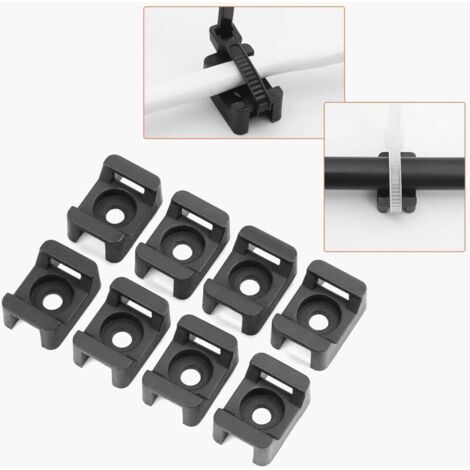 Vtizikl Lot de 150 supports de serre-câbles noirs, base pour serre ...