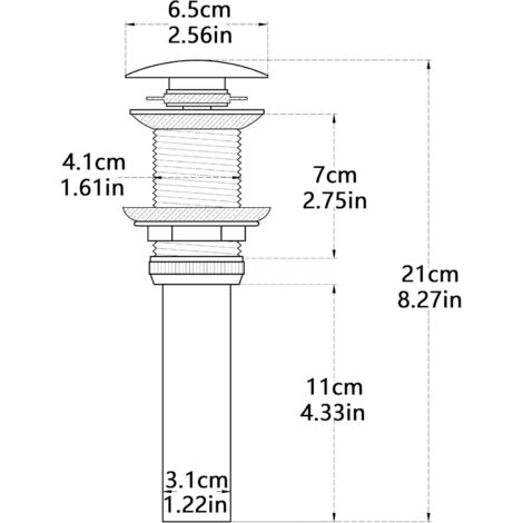 Rubinetto per lavabo senza fessura, pulsante, pop-up, click-clack ...