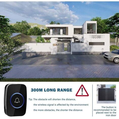Campanello wireless KZQ, campanello da 300 metri, IP44 impermeabile ...