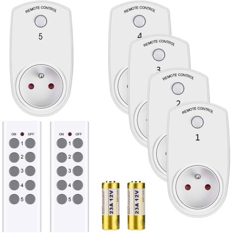 Enchufe programable con control remoto inalámbrico, con 2 mandos a ...